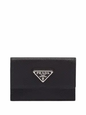 Prada Triangle-logo Saffiano Leather Card Holder - Black