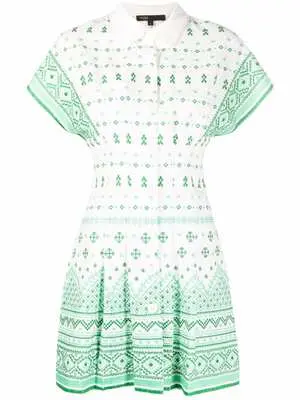 Maje Embroidered Button-up Dress - Green