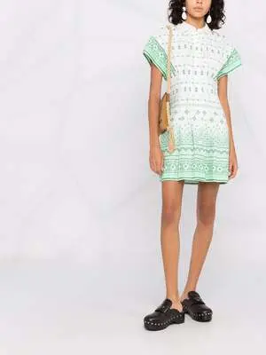 Maje Embroidered Button-up Dress