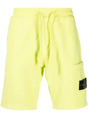 Stone Island Compass-patch Cotton Track Shorts - Yellow