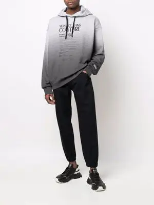Versace Logo-print Gradient Hoodie - Grey