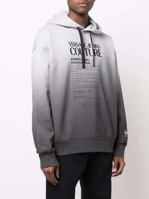 Versace Logo-print Gradient Hoodie - Grey