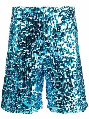 Plan C Sequinned Bermuda Shorts - Blue