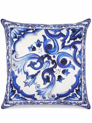 Dolce & Gabbana Mediterraneo-print Silk Cushion - Blue