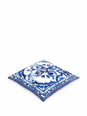 Dolce & Gabbana Medium Mediterraneo-print Silk Cushion - Blue