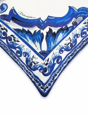 Dolce & Gabbana Medium Mediterraneo-print Silk Cushion - Blue