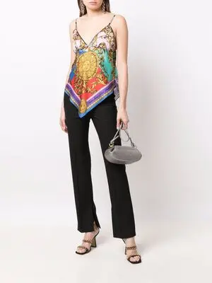 Versace Baroque-print Handkerchief-hem Top