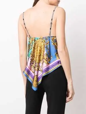 Versace Baroque-print Handkerchief-hem Top