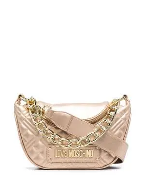 Moschino Logo Plaque Quilted Tote