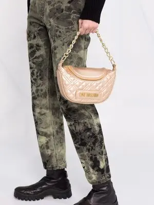 Moschino Logo Plaque Quilted Tote