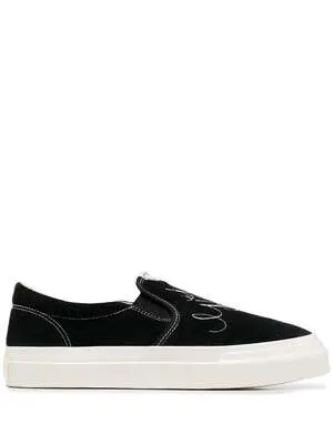 Junya Watanabe Slogan-embroidered Slip-on Sneakers - Black
