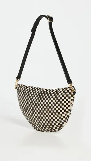 Clare V. Woven Leather Fanny Pack - Black/cream Check