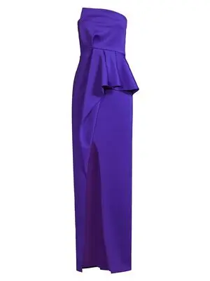 Black Halo Jonas Asymmetrical Draped Gown Cadburry Purple