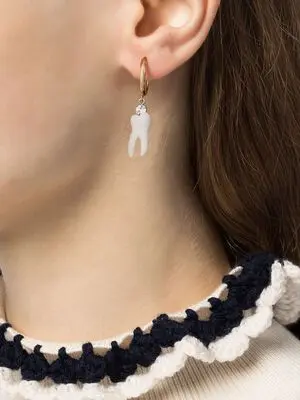 Simone Rocha Tooth Charm Hoop Earrings
