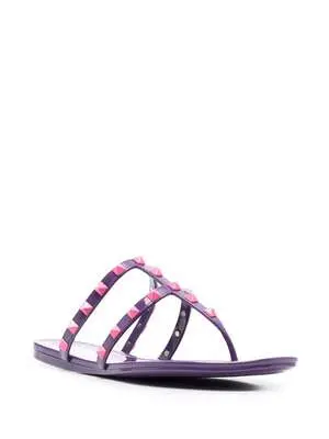 Valentino Garavani Rockstud Flat Sandals - Purple