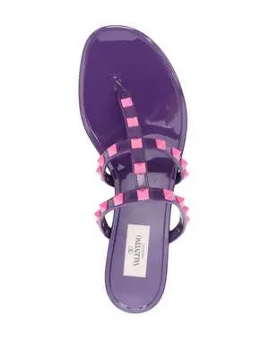 Valentino Garavani Rockstud Flat Sandals - Purple