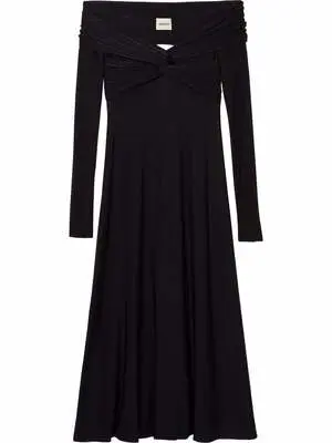 Khaite Cerna Off-shoulder Midi Dress