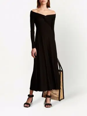 Khaite Cerna Off-shoulder Midi Dress