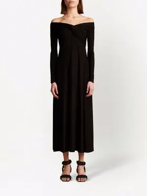 Khaite Cerna Off-shoulder Midi Dress