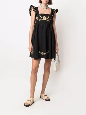 Red Valentino Embroidered Cotton Mini Dress