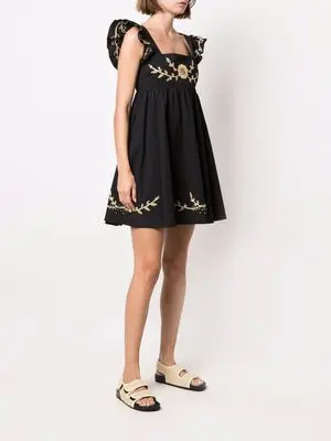 Red Valentino Embroidered Cotton Mini Dress