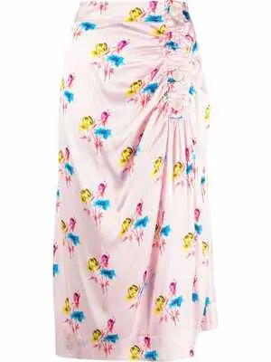 GANNI Floral-print Wrap Skirt - Pink