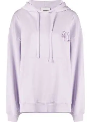 Nanushka Logo-embroidered Organic Cotton Hoodie - Purple