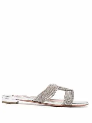 AQUAZZURA Gatsby Flat Sandals - Silver