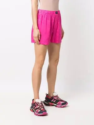 Balenciaga Logo-patch High-waisted Shorts - Pink