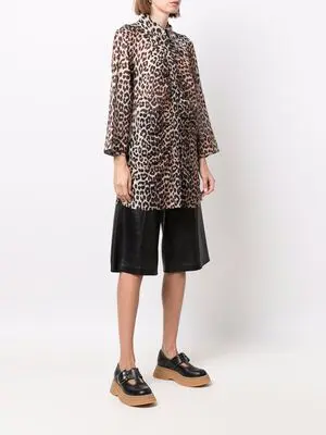 GANNI Leopard-print Shirt - Brown