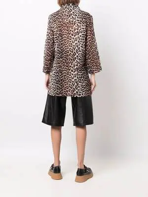 GANNI Leopard-print Shirt - Brown