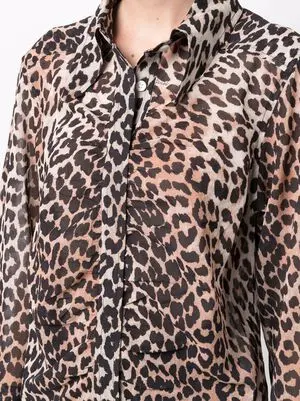 GANNI Leopard-print Shirt - Brown