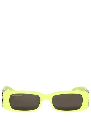 Balenciaga 0096s Dynasty Rectangle Sunglasses - Neon Yellow
