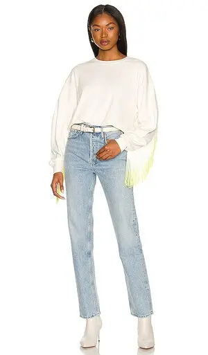 525 Ombre Fringe Sweatshirt In White