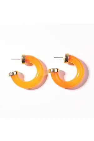 KENNETH JAY LANE Amber Resin Hoop Pierced Earrings - Gold