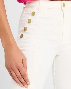 Ramy Brook Helena Sailor-button Straight Leg Jeans - White