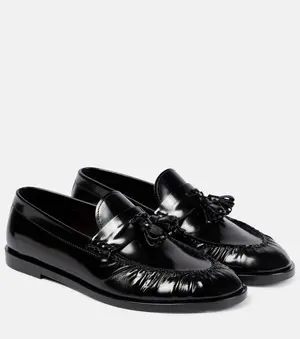 THE ROW Patent Leather Tassel Loafers - Black