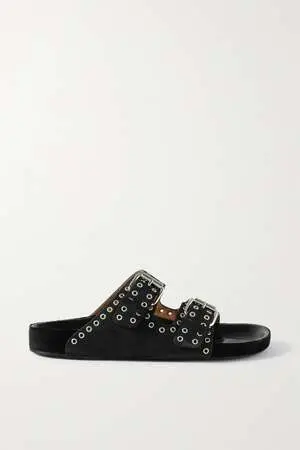 Isabel Marant Lennyo Leather Slides - Black