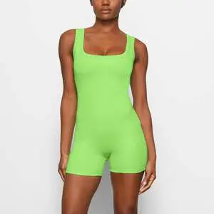 SKIMS SKIMS Cotton Rib Onesie Neon Green
