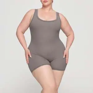 SKIMS SKIMS Cotton Rib Onesie Smoke
