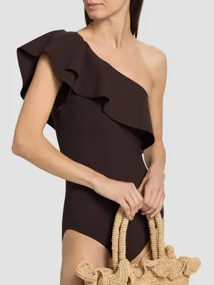 Chiara Boni La Petite Robe Eli Ruffle One-piece Swimsuit - Brown