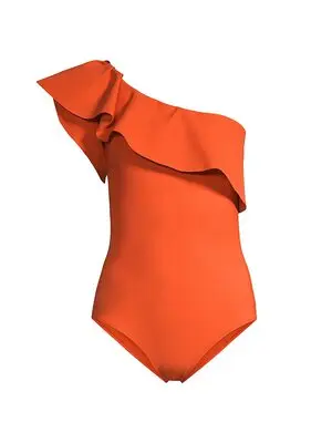 Chiara Boni La Petite Robe Eli Ruffle One-piece Swimsuit Tangerine