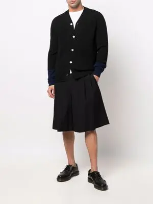 Comme Des Garçons Two-tone Wool Cardigan - Black
