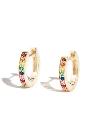 SYDNEY EVAN 14kt Yellow Rainbow Pavé Huggie Earrings - Gold