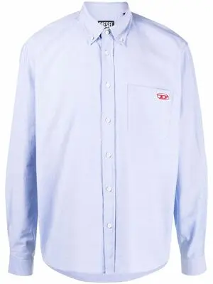DIESEL® Logo-patch Button-down Shirt - Blue