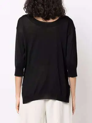 Malo Fine-knit Top - Black