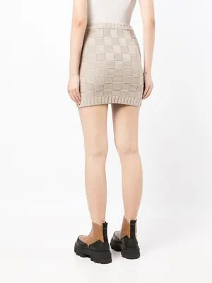 Staud Check-pattern Knitted Skirt