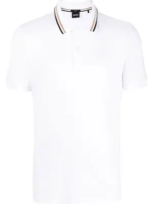 BOSS Stripe-collar Short Sleeved Polo Shirt
