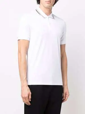 BOSS Stripe-collar Short Sleeved Polo Shirt