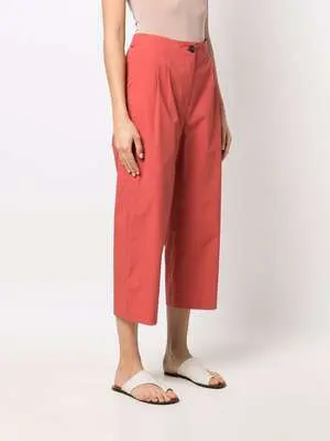 Woolrich Cropped Cotton Trousers In Auburn